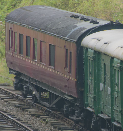 LMS 15509 Corridor Composite, then replica Buffet Car, now underframe ...